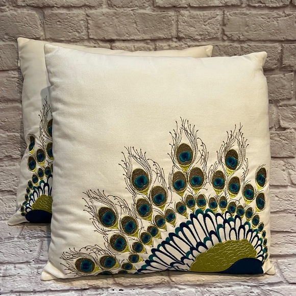 Bedding | Embroidered Peacock Pillow 16 X 17 | Poshmark